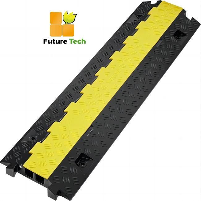Outdoor Cable Protector Rubber Speed Hump 2 Channel Low Profile Speed Bump